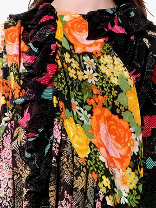 Balenciaga Floral Print Ruffled Dress