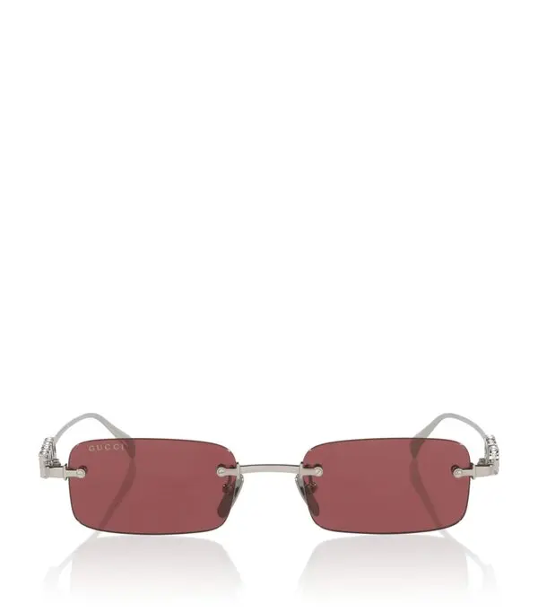 Gucci Metal Rectangular Sunglasses - Silver