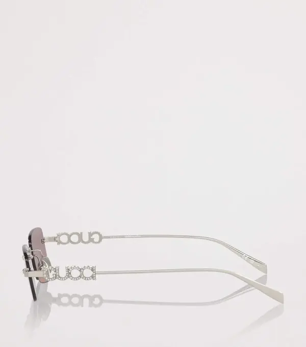 Gucci Metal Rectangular Sunglasses - Silver