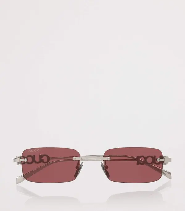 Gucci Metal Rectangular Sunglasses - Silver