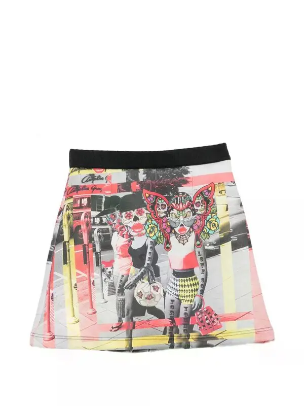 The Artistylist Graphic Print Silk Mini Skirt - Grey