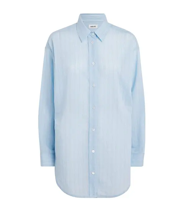 AGOLDE Sona Striped Cotton-blend Shirt - Blue