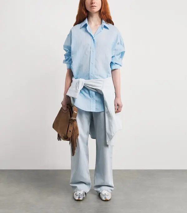AGOLDE Sona Striped Cotton-blend Shirt - Blue