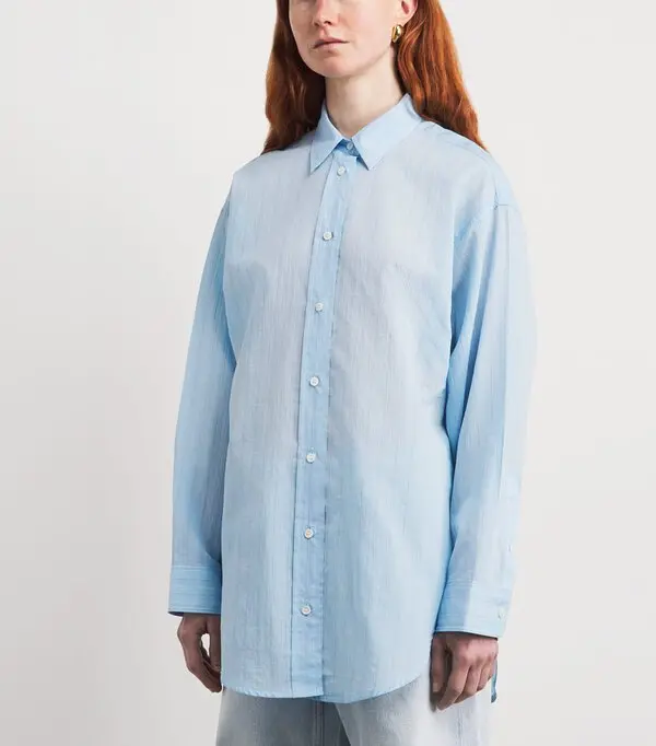 AGOLDE Sona Striped Cotton-blend Shirt - Blue