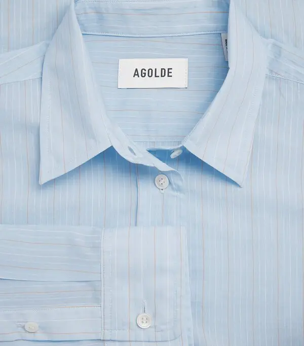AGOLDE Sona Striped Cotton-blend Shirt - Blue