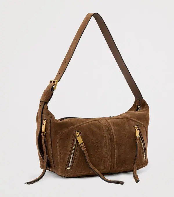 ALLSAINTS Suede Jean Rey Shoulder Bag - Brown