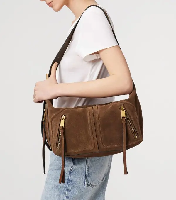 ALLSAINTS Suede Jean Rey Shoulder Bag - Brown