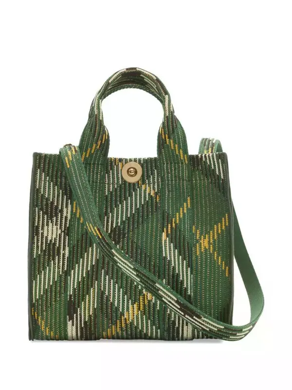 Burberry Check Pattern Knit Tote Bag - Green