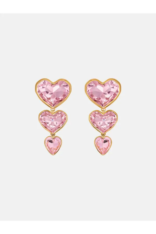 Oscar De La Renta Crystal Heart Drop Clip-on Earrings - Natural