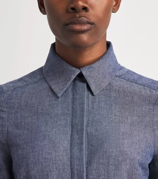 Safiyaa Chambray Cassandre Midi Dress With Statement Sleeves
