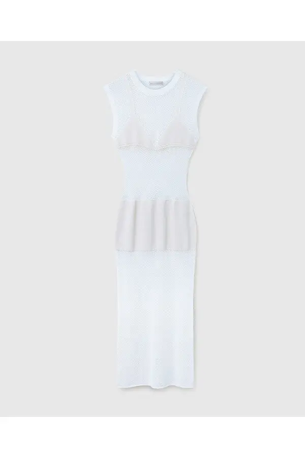 Stella McCartney Sheer Crochet Midi Dress - White