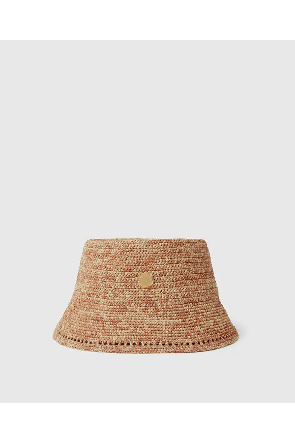 Stella McCartney Logo Raffia Bucket Hat - Beige