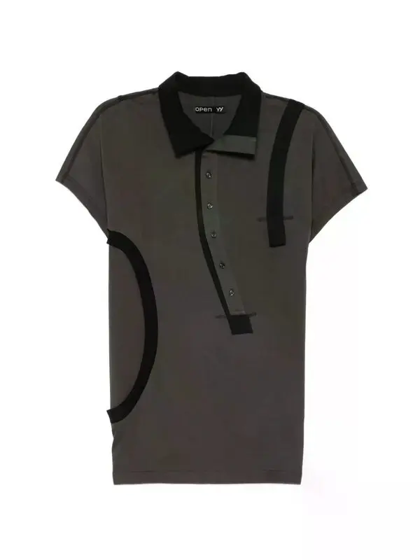 OPEN YY Asymmetric Panel Polo Shirt