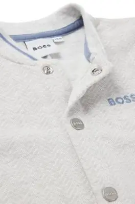 BOSS Baby Stretch-cotton All-in-one With Herringbone Print