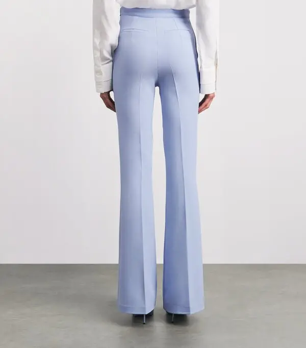 Safiyaa Alexa Flared Crepe Trousers - Blue