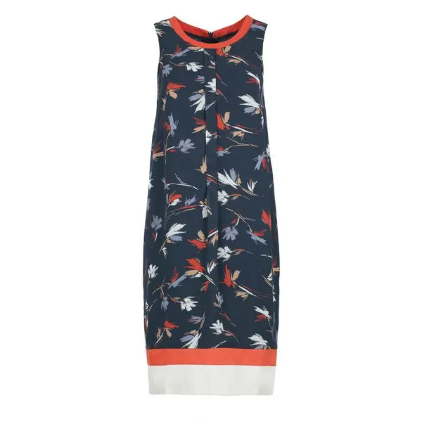 CONQUISTA Sleeveless Floral Viscose Dress With Trim