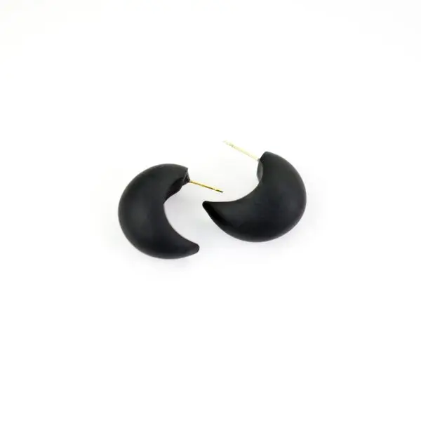 BY CHAVELLI Chubby Huggie Hoop Earrings - Black