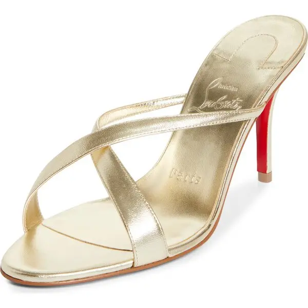 CHRISTIAN LOUBOUTIN Mulazee Slide Stiletto Sandal - G306 Platine/lin Platine