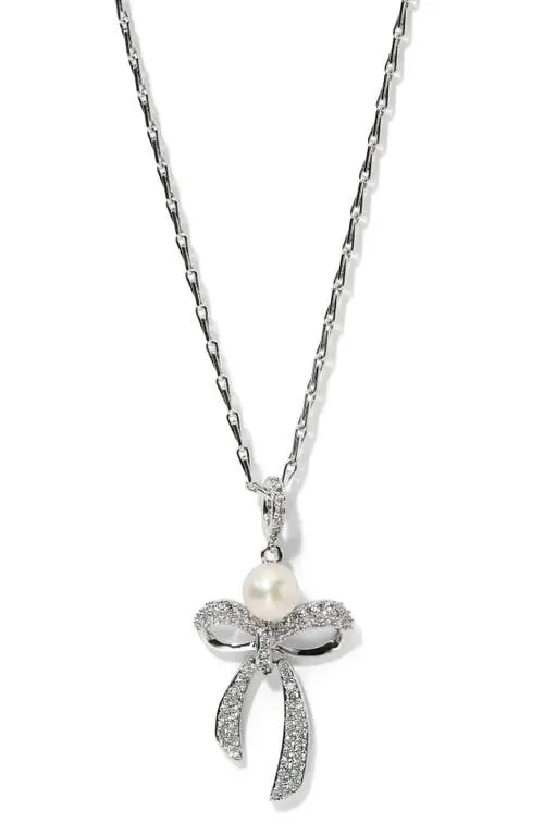 Nadri Eros Bow Cubic Zirconia Pendant Necklace - Rhodium