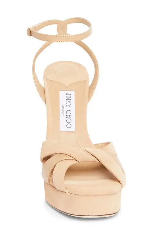 JIMMY CHOO Kove Ankle Strap Platform Sandal - Chai/chai