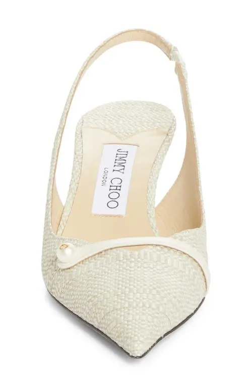 JIMMY CHOO Amita Raffia Pointed Toe Slingback Pumps - Natural