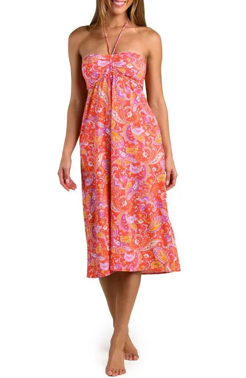 SUNSHINE 79 Paisley Daze Halter Midi Dress - Orange Multi