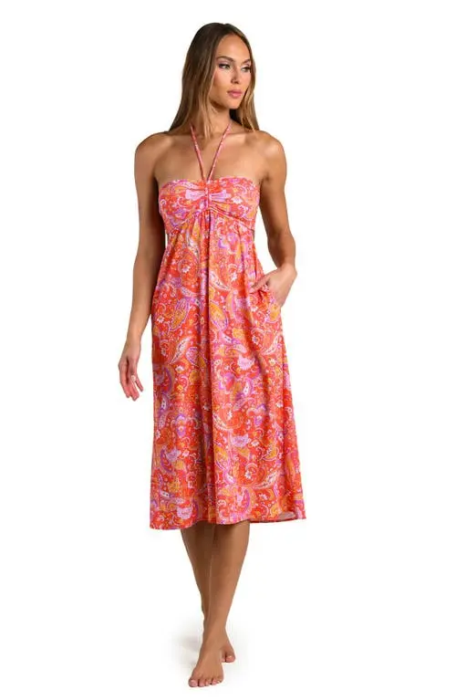 SUNSHINE 79 Paisley Daze Halter Midi Dress