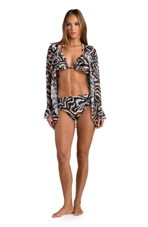 SUNSHINE 79 Longline Sheer Ruffle Cardigan