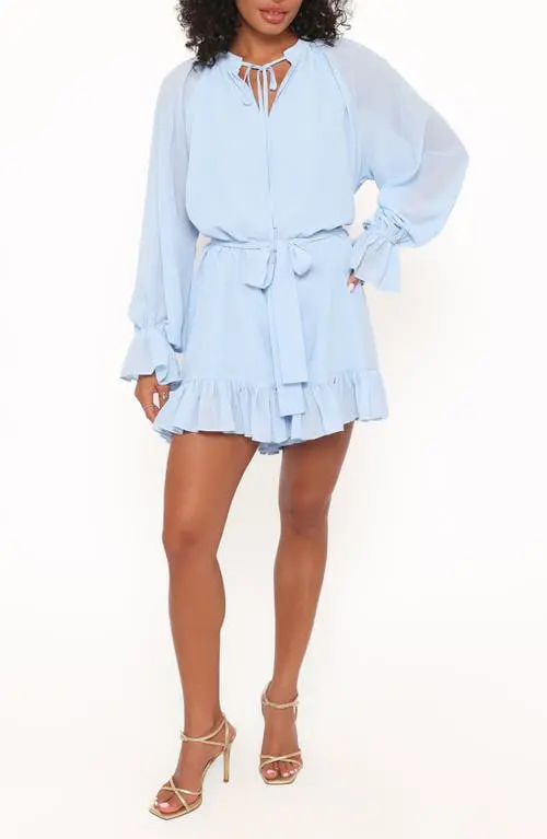 PETAL & PUP Brianna Long Sleeve Romper - Blue