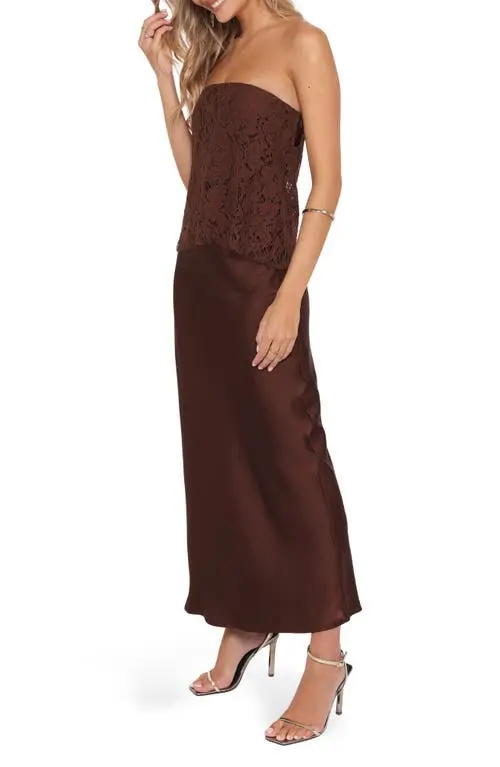 PETAL & PUP Strapless Maxi Dress With Lace Bodice