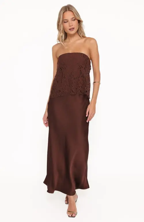 PETAL & PUP Strapless Maxi Dress With Lace Bodice