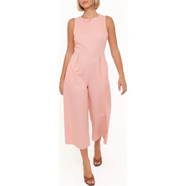 PETAL & PUP Sleeveless Wide Leg Jumpsuit - Pale Pink