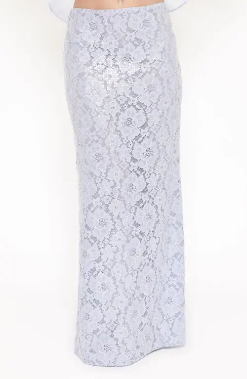 PETAL & PUP Jennings Lace Maxi Skirt - Blue Sequin