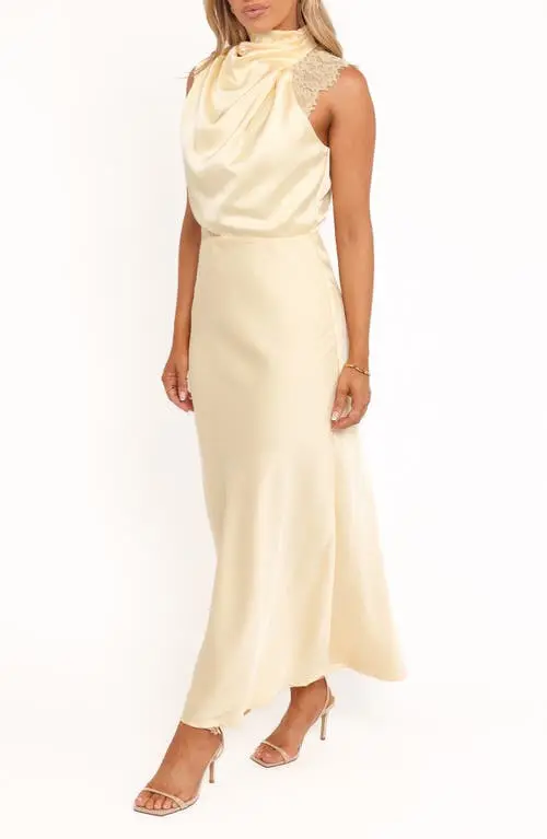 Petal & Pup Anabelle Halter Neck Lace Maxi Dress - Butter Yellow |  Editorialist