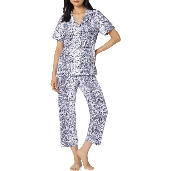 BEDHEAD PAJAMAS Print Stretch Organic Cotton Jersey Crop Pajamas - Sea Kitten
