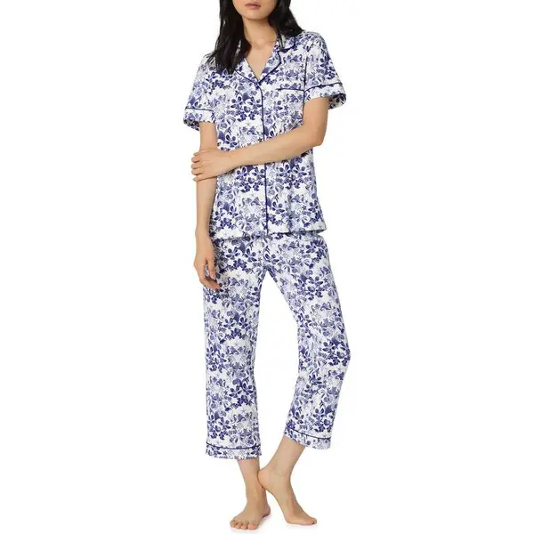 BEDHEAD PAJAMAS Print Stretch Organic Cotton Jersey Crop Pajamas - Under The Sea