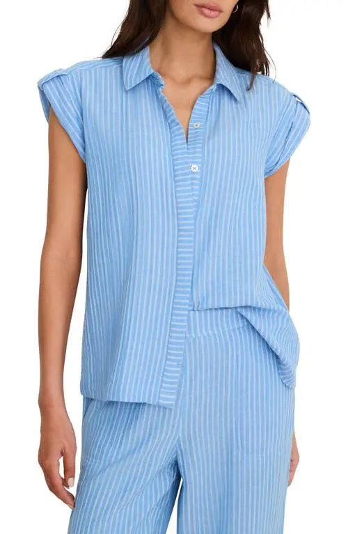 NIC+ZOE Striped Cotton Blend Resort Shirt