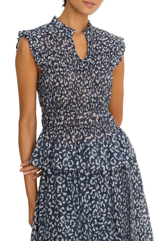 NIC+ZOE Leopard Print Smocked Peplum Top