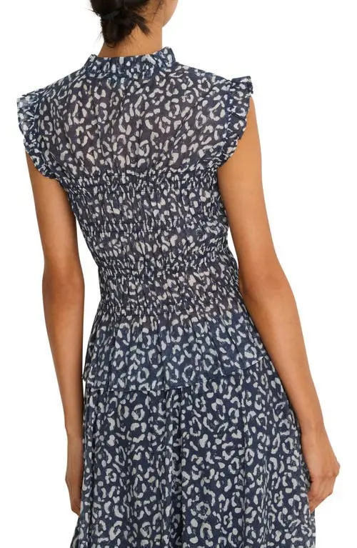 NIC+ZOE Leopard Print Smocked Peplum Top