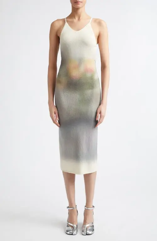 MAISON MARGIELA Floral Print Ribbed Sweater Dress