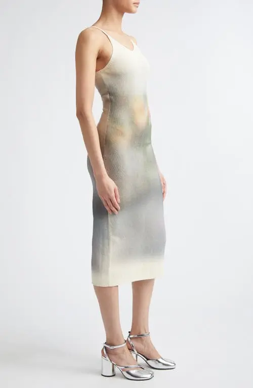 MAISON MARGIELA Floral Print Ribbed Sweater Dress