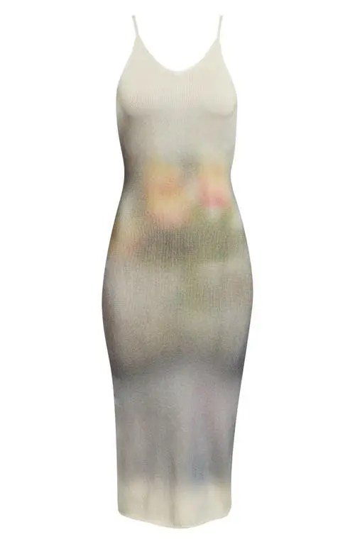 MAISON MARGIELA Floral Print Ribbed Sweater Dress