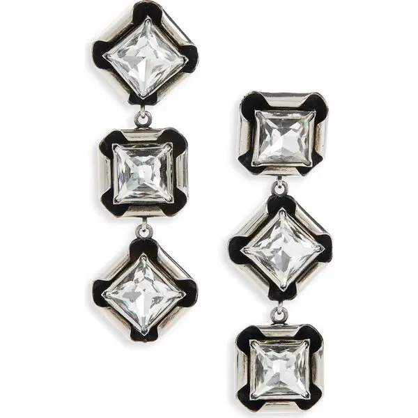Givenchy Deconstructed Crystal Drop Earrings - Antic Silvery