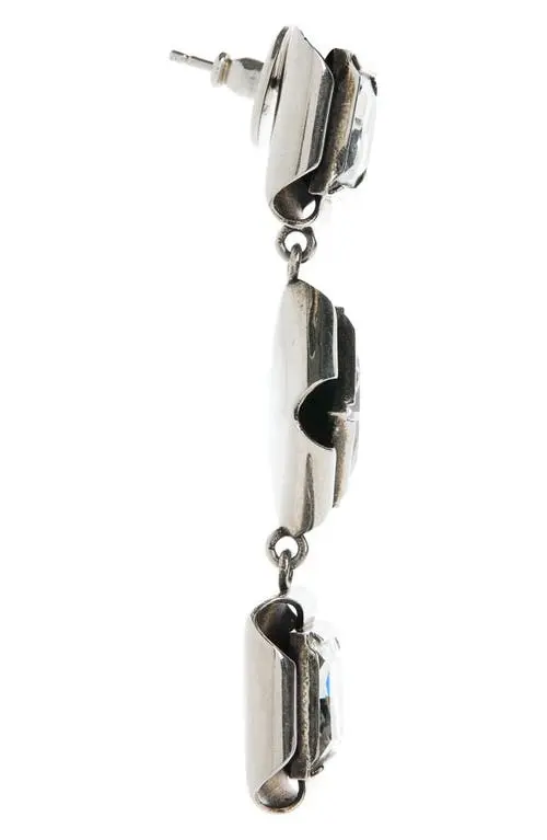 Givenchy Deconstructed Crystal Drop Earrings - Antic Silvery