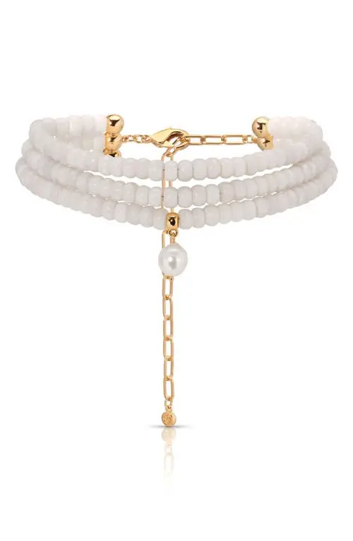 Ettika Layered Beaded Necklace With Faux Pearl Pendant