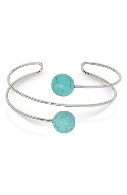 Ettika Cuff Bracelet With Reconstituted Stone - Turquoise And Silver