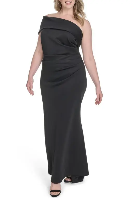 Eliza J One-shoulder Ruched Gown - Black