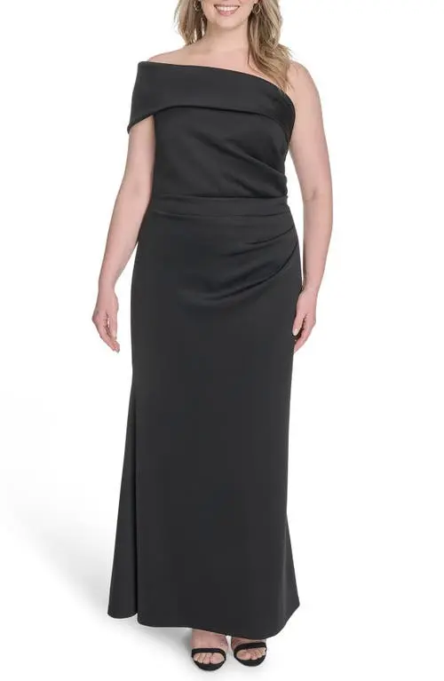 Eliza J One-shoulder Ruched Gown - Black