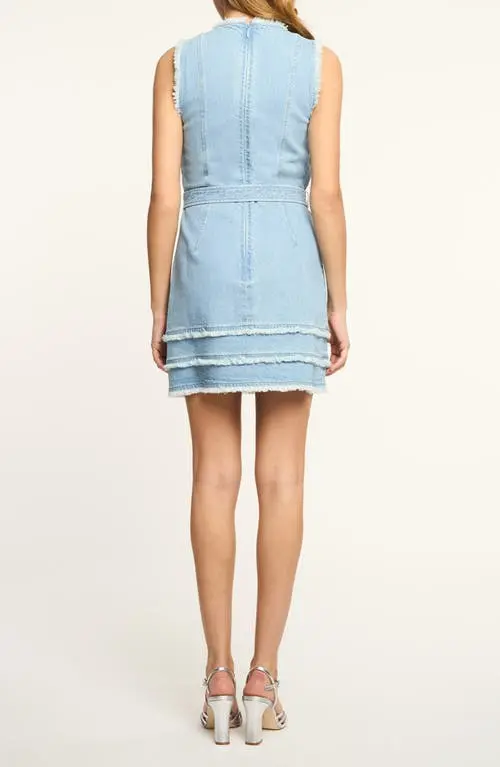Cinq À Sept Mindie Frayed Tie-waist Denim Mini Dress