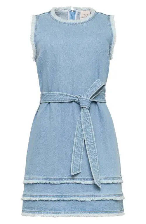 Cinq À Sept Mindie Frayed Tie-waist Denim Mini Dress